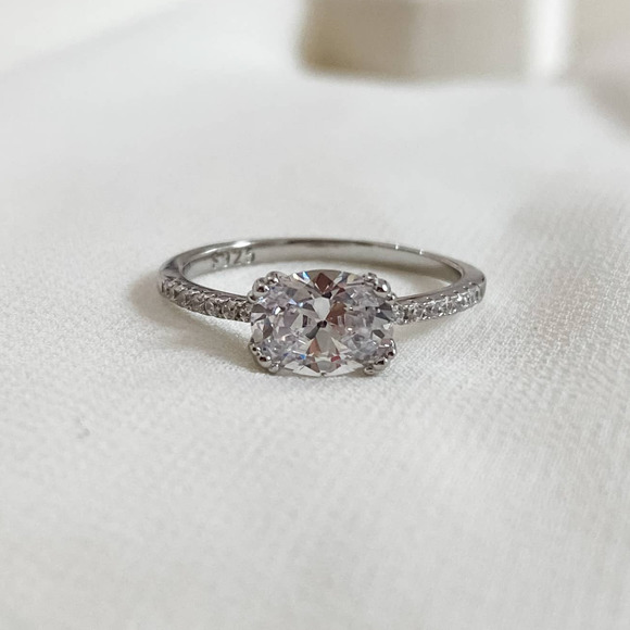 Jewelry | Sterling 925 Sideways Oval Diamond Ring | Poshmark
